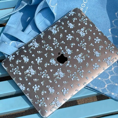 冰蓝色小碎花macbook保护壳