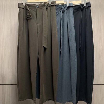 韩国代购凯尔极简腰带西裤垂坠