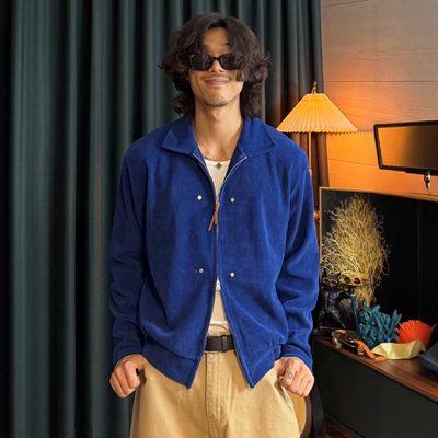 韩国男装灯芯绒双向拉链秋季夹克