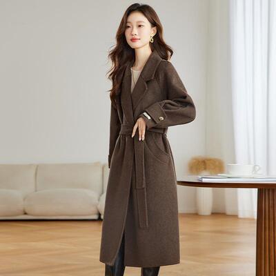 羊毛双面呢大衣女秋冬2毛款ZZHEN112024新款高级感中长赫本风小个