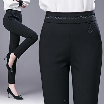西装0裤女春秋管装闲224新款黑色小脚裤大码高腰烟工装OL职1121业