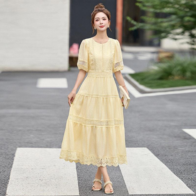 连衣裙女蕾ME358-05夏季新时尚气感质设计显款瘦丝拼接长裙子