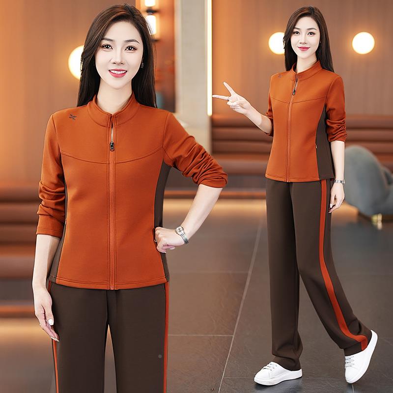 春秋新款休女运动闲领长透袖套装练9671582服健身房训跑步气