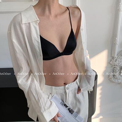 Another家缎面细肩带前扣文胸