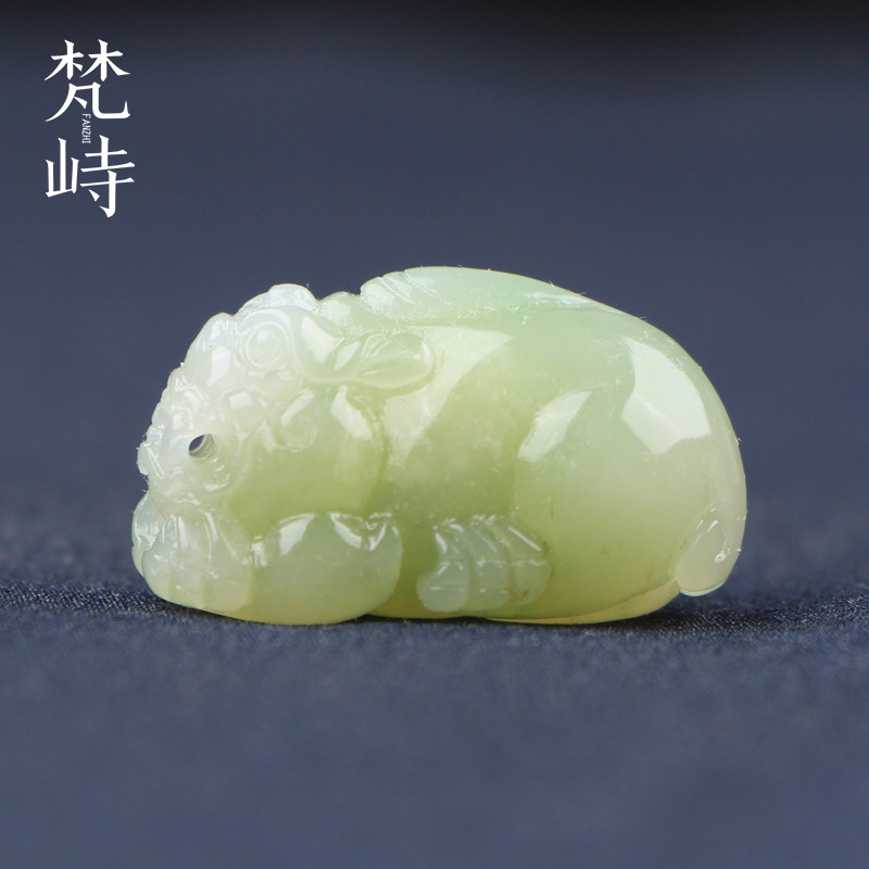 梵峙和田玉青海料翠青玉貔貅挂件吊坠