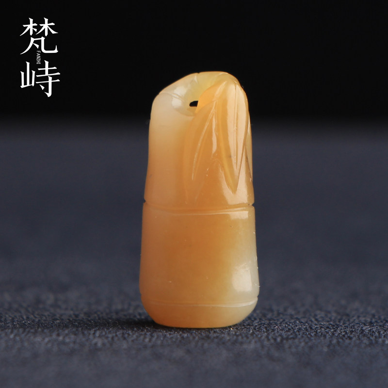 梵峙和田玉竹节挂件吊坠糖白玉送证书