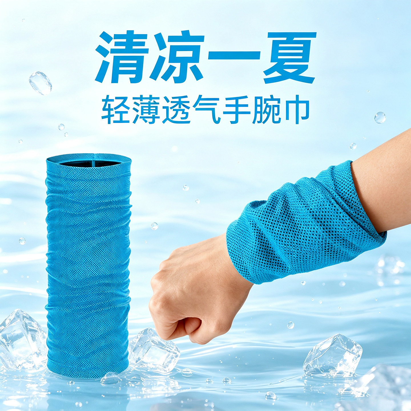 运动冷感速干腕巾户外跑步轻薄透气手腕巾冰丝擦汗巾吸汗巾冷汗巾