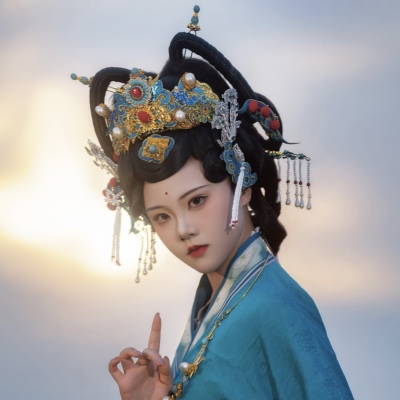 【霜翎阁】仿壁画神仙图套装冠簪汉服冠发钗配饰品戏曲风｛银烛｝