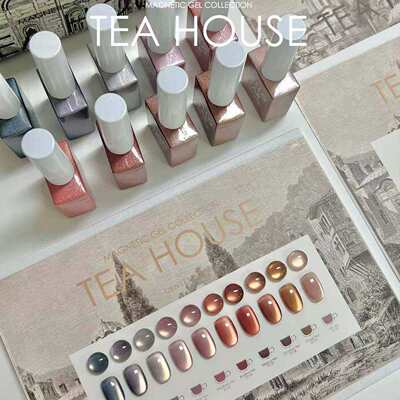 2025Gentle Pink Hello Star 新色 TEA HOUSE 茶屋猫眼胶 甲油胶