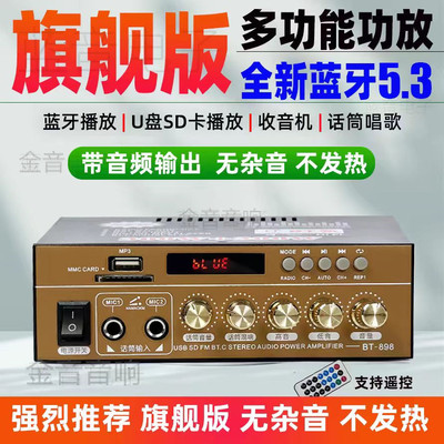 220V大功率迷你型蓝牙HIFI功放无损12V插卡U盘收音功放机车载家用