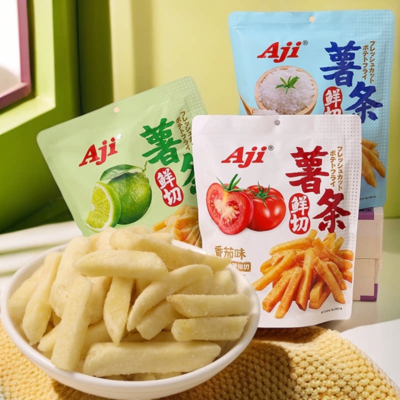 Aji 鲜切薯条100g土豆薯片海盐番茄味袋装休闲风解馋追剧小吃零食