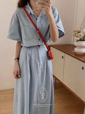 2026春夏季短袖牛仔外套ins韩系风牛仔半身裙两件套装女