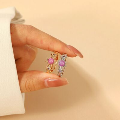 澳宝花朵太阳开口可调节戒指