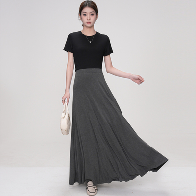 莫代尔拖地显瘦大摆到脚踝半身裙