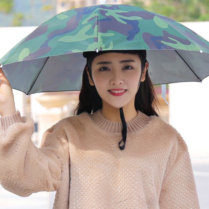 单层防雨钓鱼伞帽头戴式防晒折叠遮阳户外雨伞垂钓帽