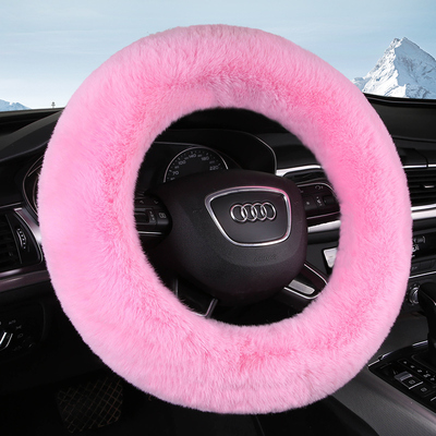 五菱宏光miniev马卡龙汽车方向盘套女迷你冬季保暖短绒毛毛车把套