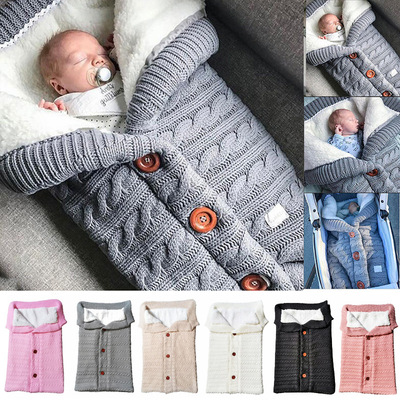Newborn Baby Swaddle Blanket Nap Thick Knit Sleeping Bag