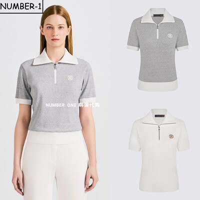 韩国代购GFORE高尔夫球服26年女款春季休闲柔软舒适翻领短袖上衣