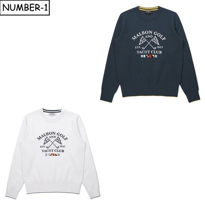 韩国代购malbon高尔夫球服26年女春徽标图案圆领长袖针织套头毛衣