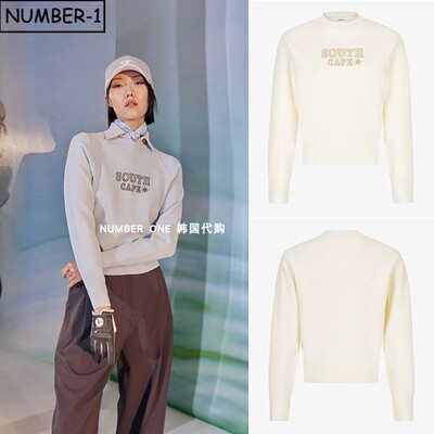 韩国代购southcape高尔夫球服26年女春纯色徽标圆领长袖针织上衣