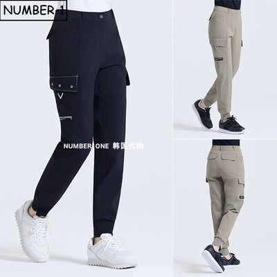 韩国代购challenger高尔夫球服26年女春纯色徽标侧口袋休闲裤长裤