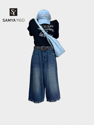 2026 SAMYA YIGO夏季新款净版磨边八分牛仔裤2256搭配英文上衣