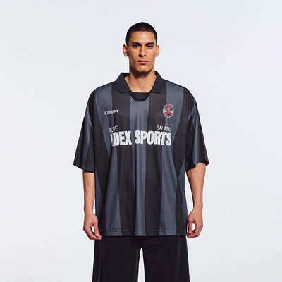 汪苏泷同款HDEX 25夏复古竖版条纹翻领短袖球衣风宽松T恤韩国代购