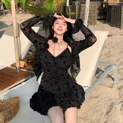 泳衣女连体裙式保守遮肚显瘦大码胖mm200斤2025新款泡温泉高级感