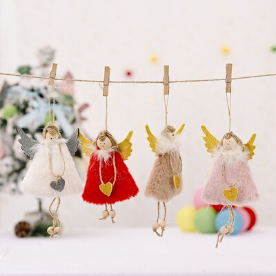 H圣诞节装饰用品 创意圣诞树挂饰 红色天使女孩爱心公仔小挂件