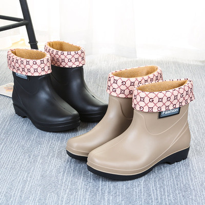 女冬防水防滑短筒胶靴