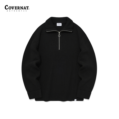covernat韩国潮牌24秋冬季新品羊羔毛中长款拉链针织衫男士外套
