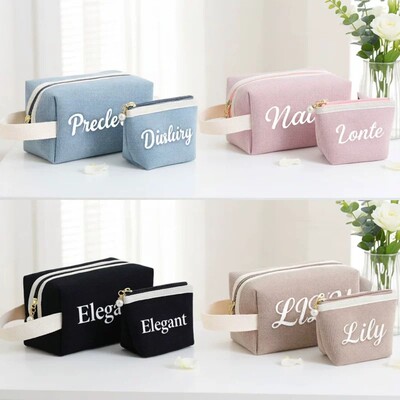 Bridal Shower Gift定制名字伴娘化妆包新娘婚礼派对礼物洗漱包女
