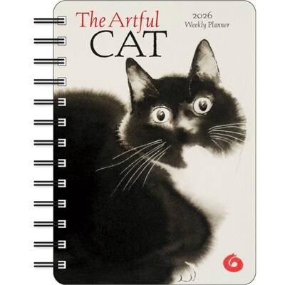 预订The Artful Cat 2026 Weekly Planner Calendar : Brush and Ink Watercolor Paintings[9781524898311]