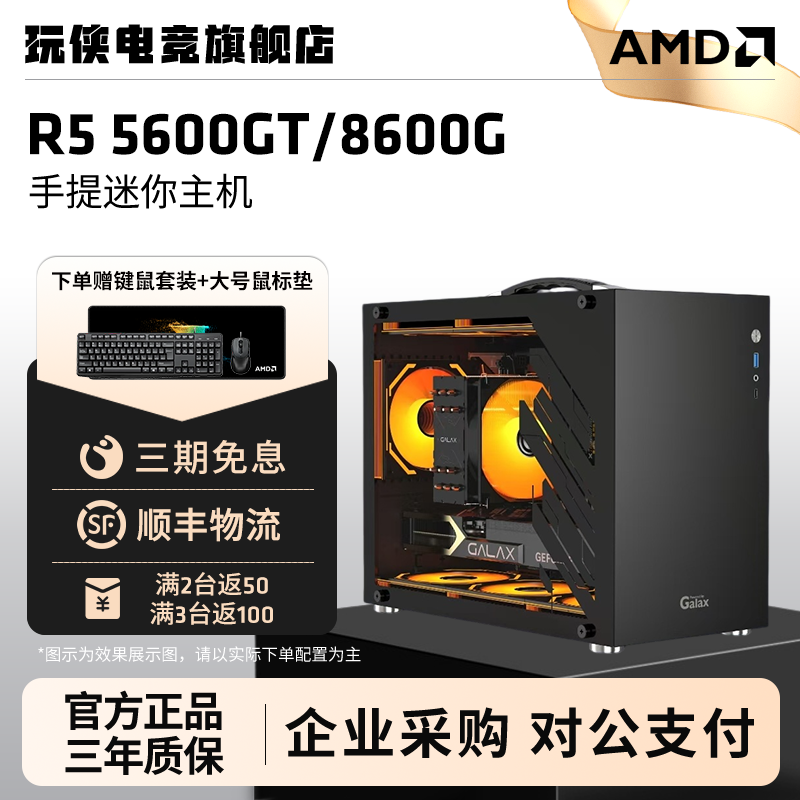 AMD锐龙R5 5600GT/R7 8700G家用游戏办公电脑核显主机台式机DIY整机组装机CF企业采购享优惠8700G主机