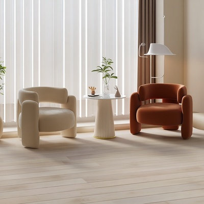 奶油单人沙发椅阳台网红轻奢单椅茶几组合美容院休息区接待洽谈椅