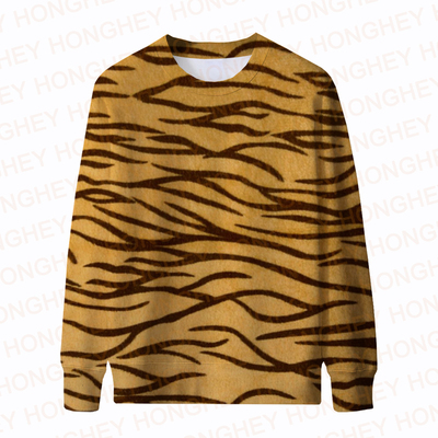 欧美豹纹卫衣男女虎纹圆领卫衣