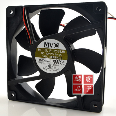 原装 AVC F1225B12H 12V 0.45A 12cm 12025 双滚珠机箱散热风扇