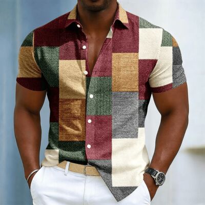 翻领撞色短袖T恤Flip collar contrasting short sleeved T-shirt