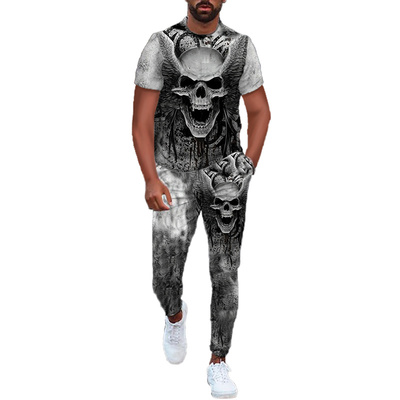 Men's casual 3D printed short sleeved set休闲3D印花短袖套装