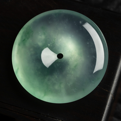 缅甸A货翡翠老坑冰绿平安扣吊坠