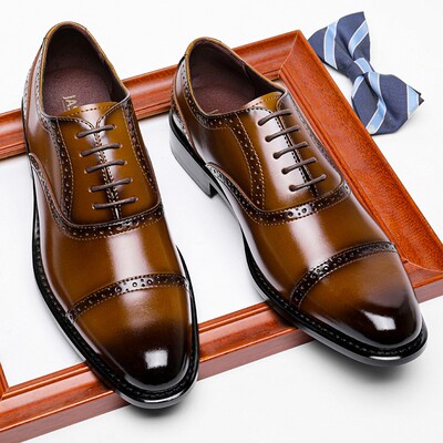 Dress Shoes Men's Genuine Leather Brogue Oxford Shoes 真皮鞋