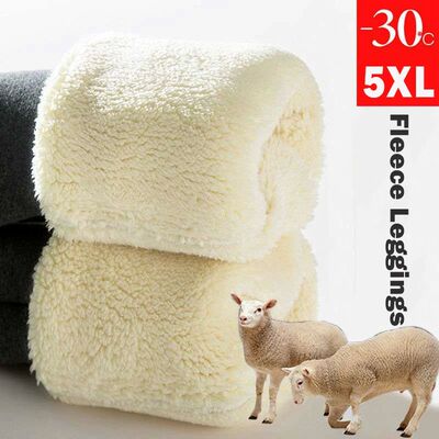 Plus Size Women Winter Fleece Leggings High Waist Black Slim