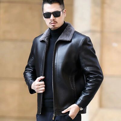 YXL-222 Leather Jacket Men's Fur One Casual Thickened Plus C