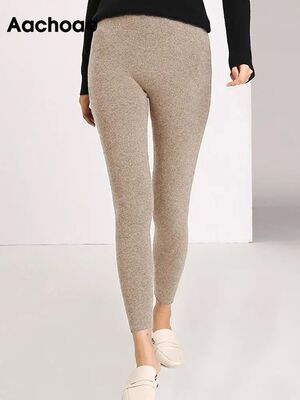 Aachoae Autumn Winter Women Leggings 2022 Solid Casual Slim
