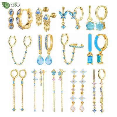 925 Sterling Silver Needle Gold Color Small Hoop Earrings fo