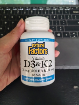 美国Natural Factors维生素D3K2促吸收骨骼心血管健康60粒27.7月