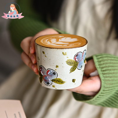 陶瓷咖啡杯手绘复古手拿杯