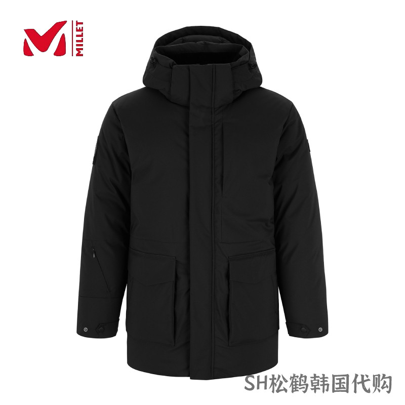 韩国MILLET觅乐男士休闲简约防风保暖鹅绒中长款羽绒服装松鹤代购