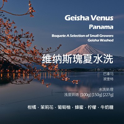 巴拿马波奎特小农精选瑰夏水洗维纳斯手冲单品咖啡豆新鲜浅烘柑橘