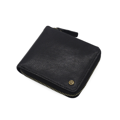 原创新品头层牛皮复古拉链钱包潮